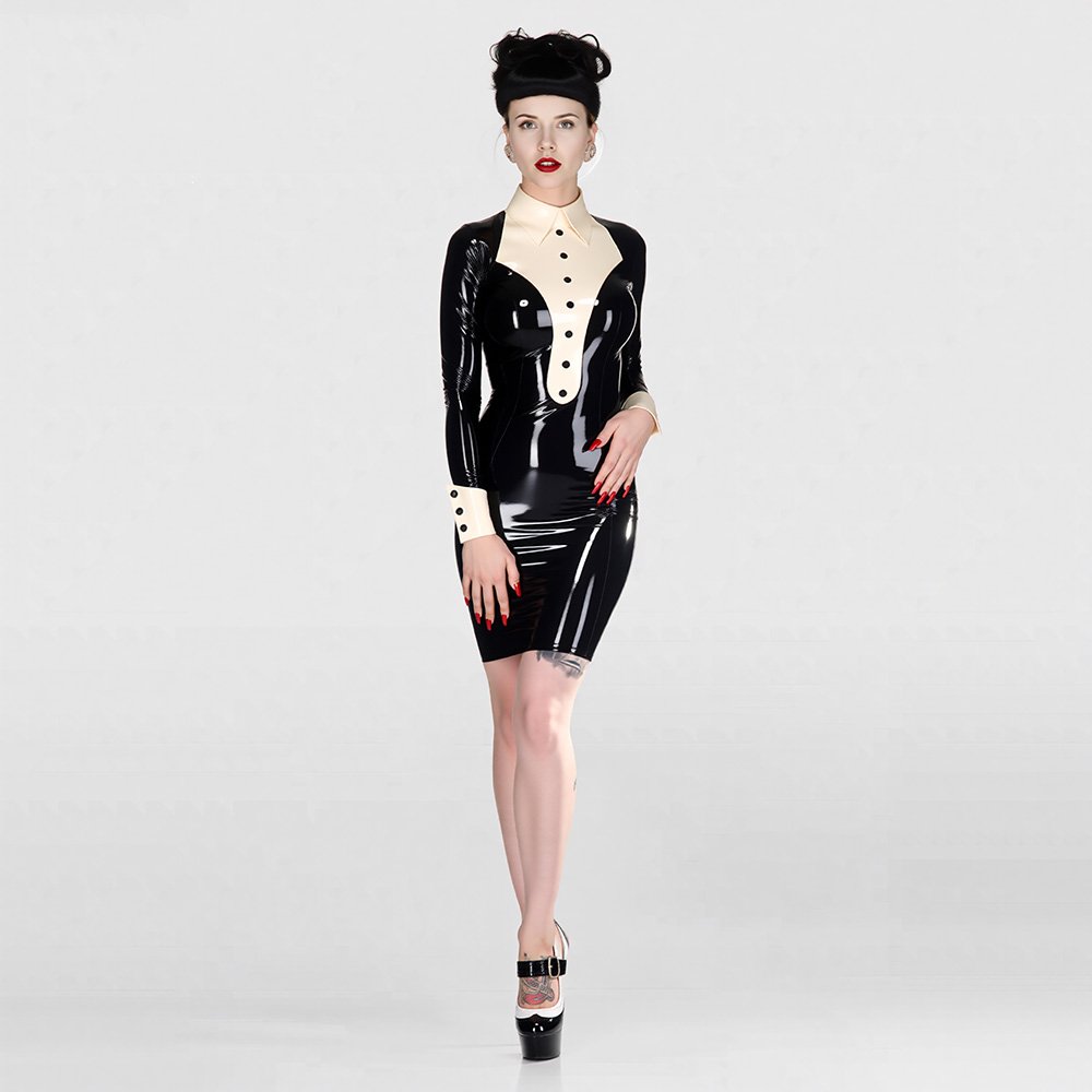 Women’s Latex Tuxedo Dress – Fashionable Form-Fitting Style - Premium ...